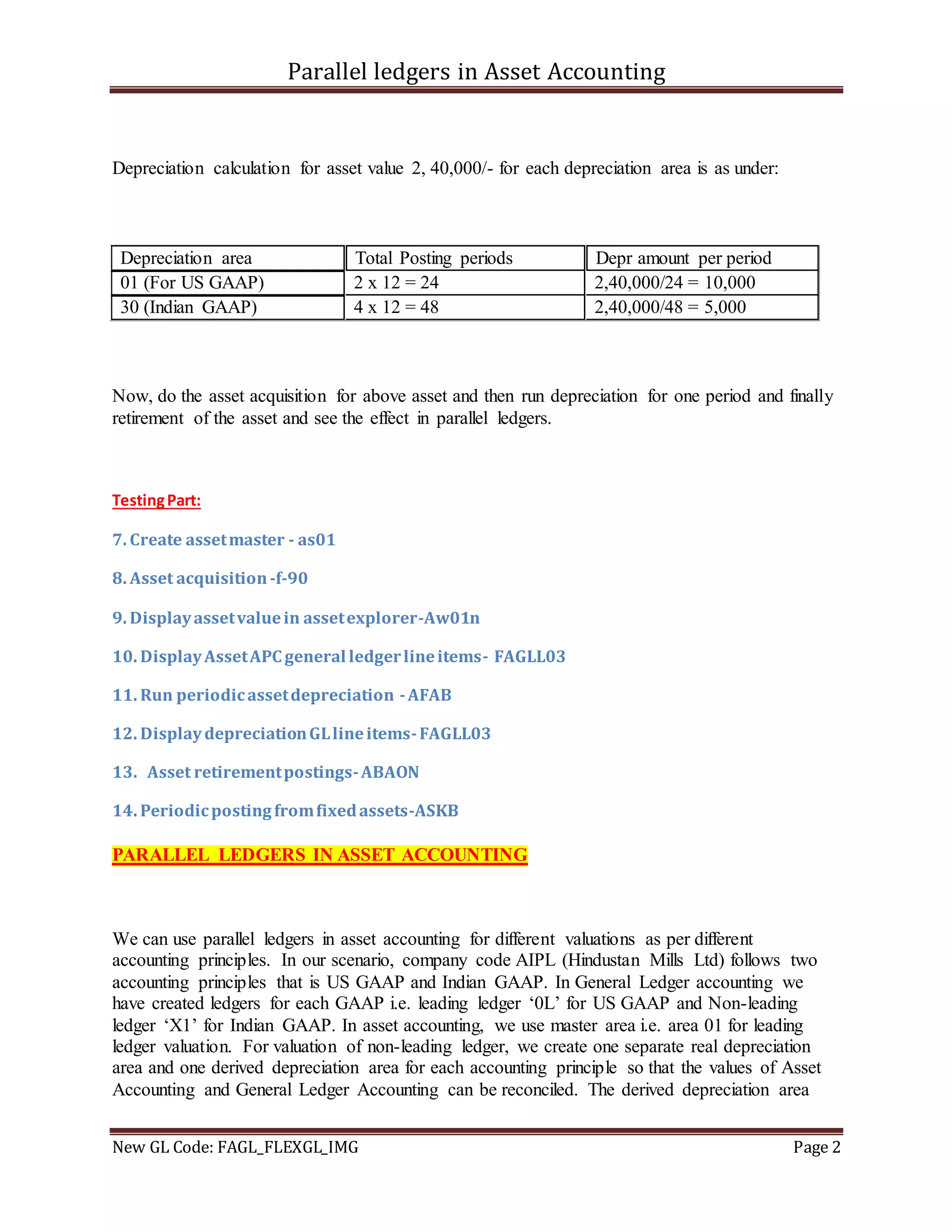 New GL parallel ledgers in asset accounting | DOCX