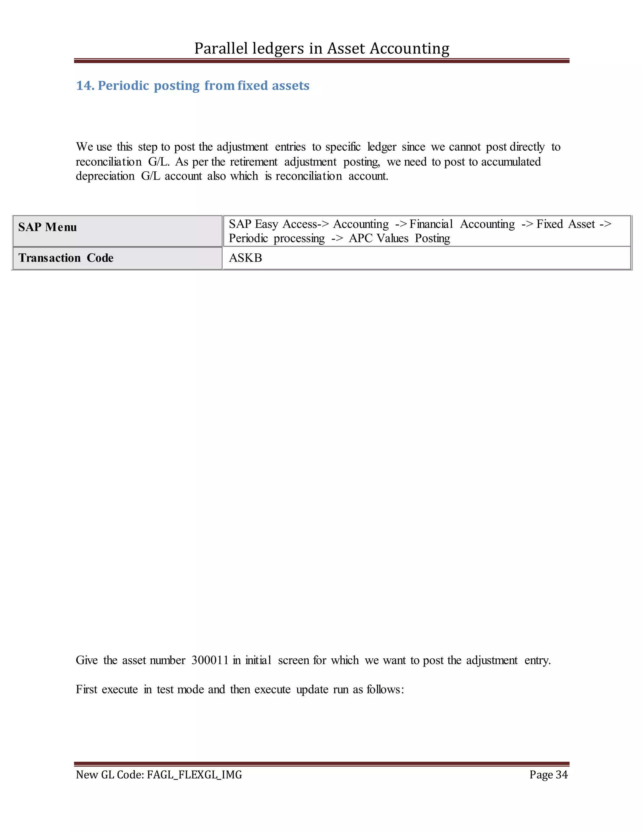 New GL parallel ledgers in asset accounting | DOCX