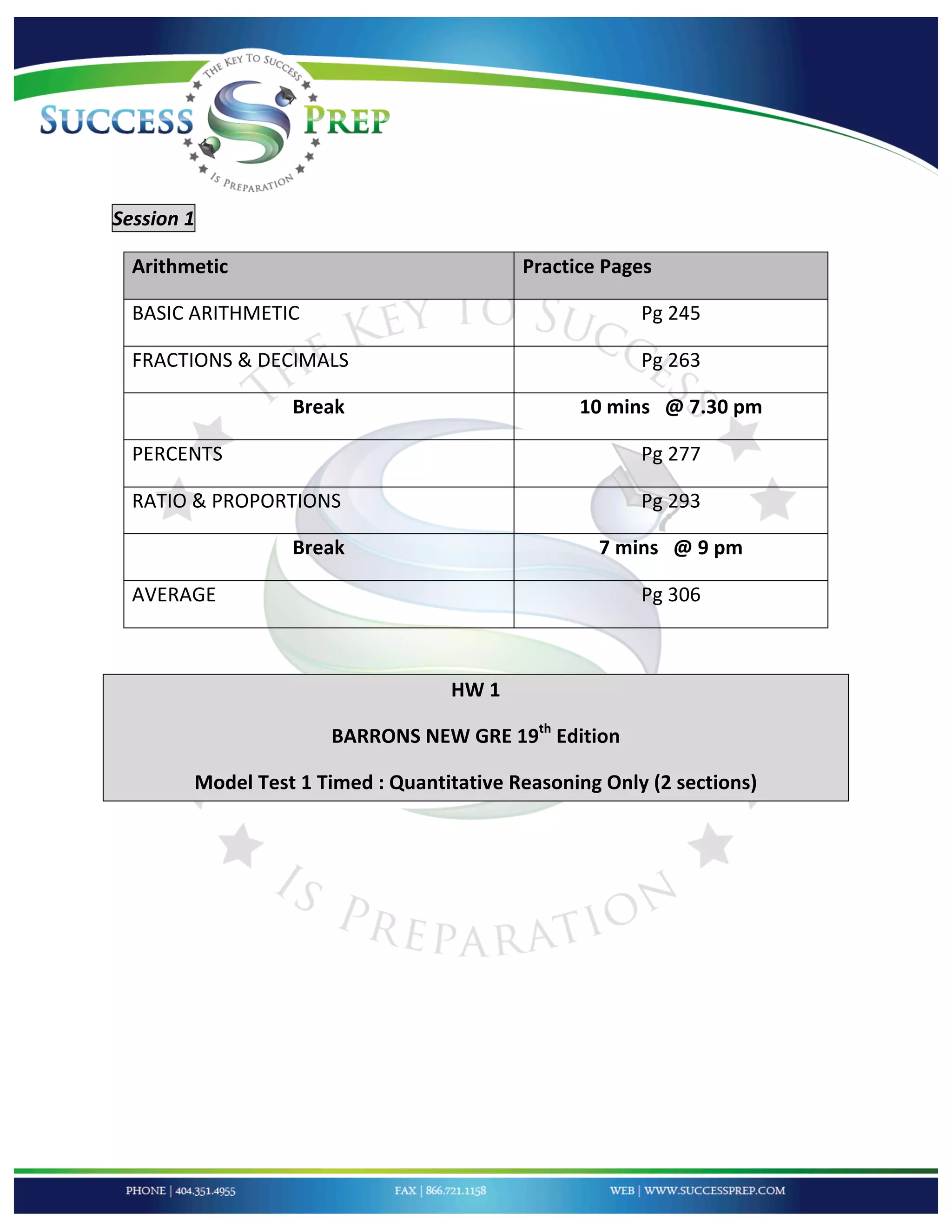 GRE Prep Handout - 4 sessions | PDF | Standardized Testing ...