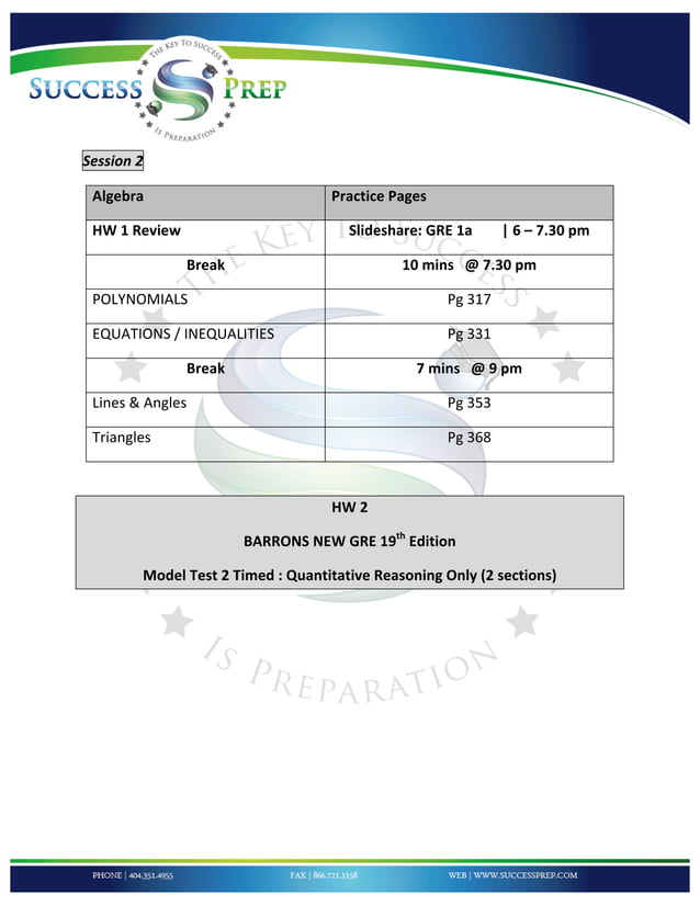 GRE Prep Handout - 4 sessions | PDF | Standardized Testing ...