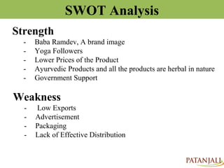 SWOT of PATANJALI BY MSU STUDENTS | PPT