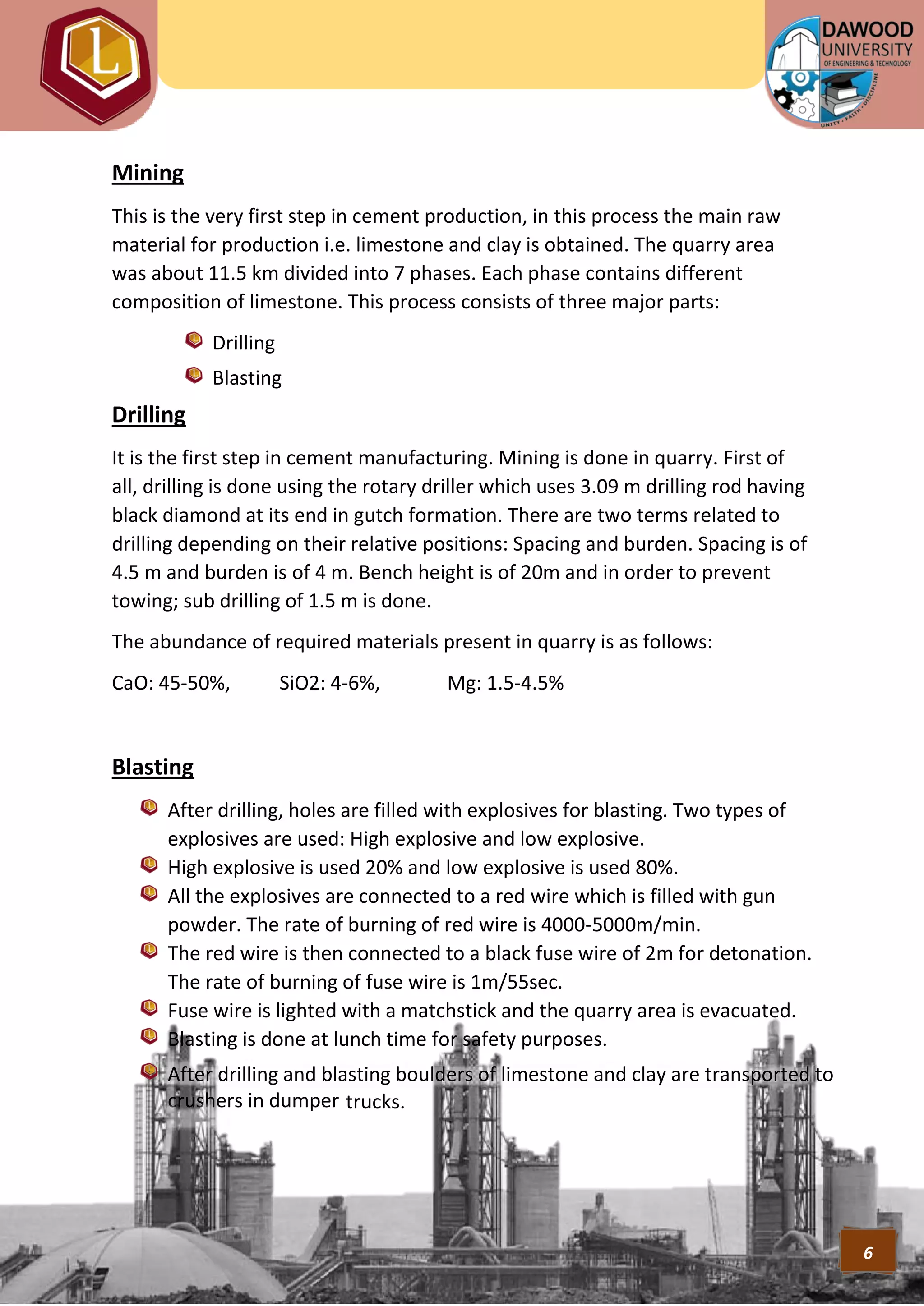 Report of Cement Manufacturing Industry | PDF