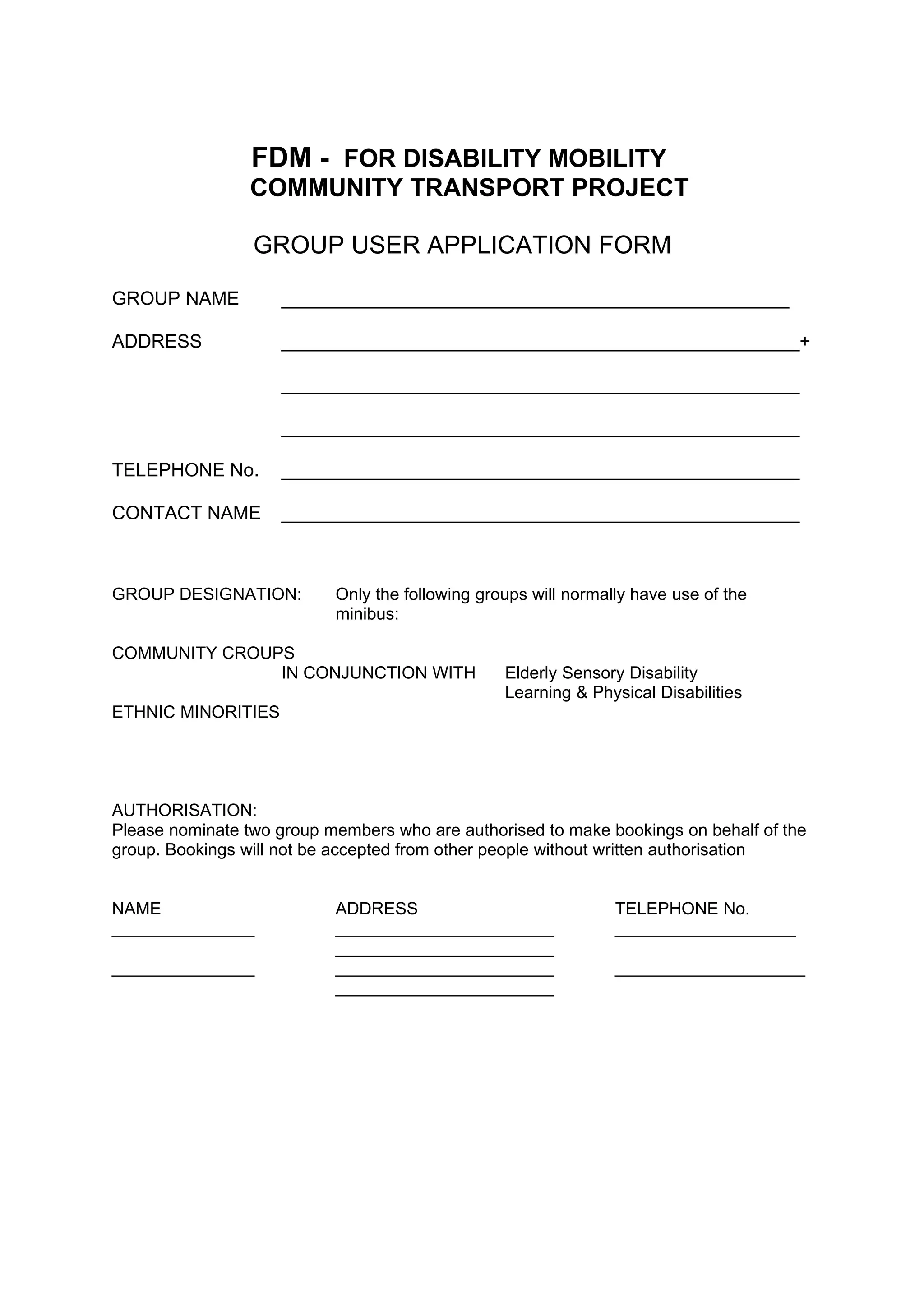 New group user application form | PDF