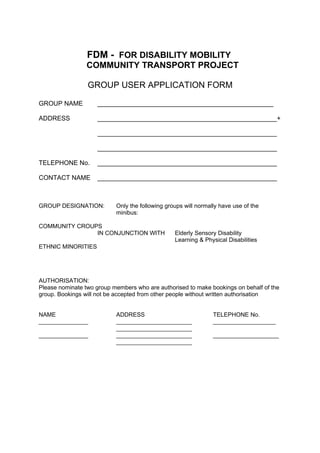 New group user application form | PDF