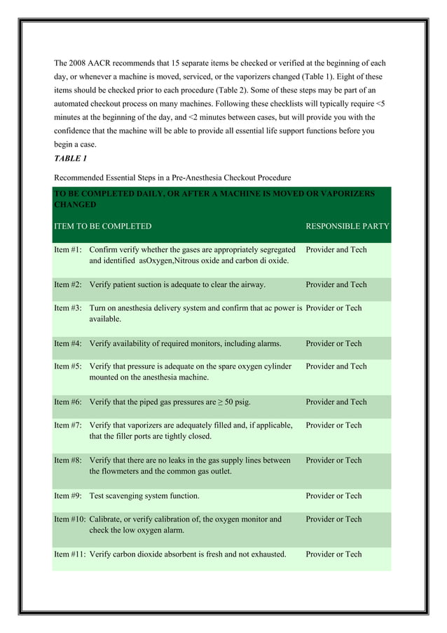 New Guidelines Available for Pre-Anesthesia Checkout | PDF | Lung and ...