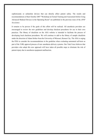 New Guidelines Available for Pre-Anesthesia Checkout | PDF