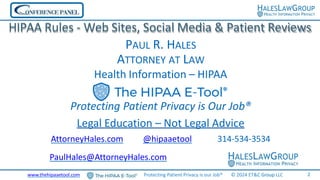 Protecting Patient Privacy: Navigating HIPAA in Digital Landscapes | PPT