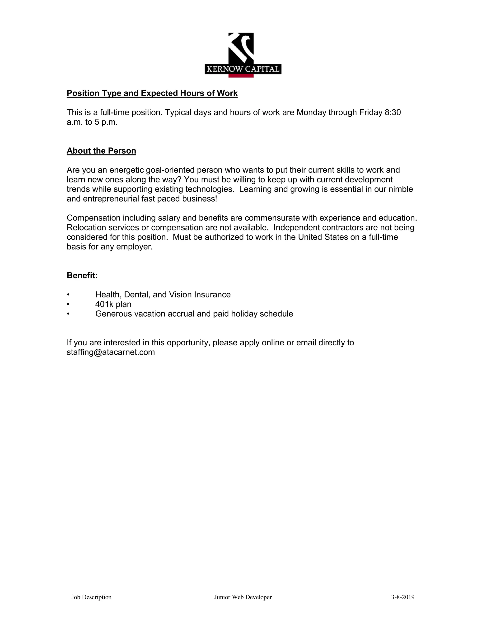 Needed - Junior Web Developer! | PDF