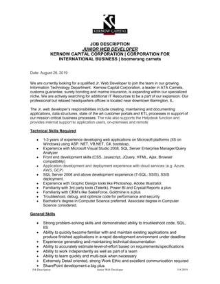 Needed - Junior Web Developer! | PDF