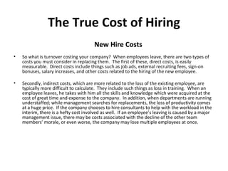 New Hire Costs Vs Retention | PPT