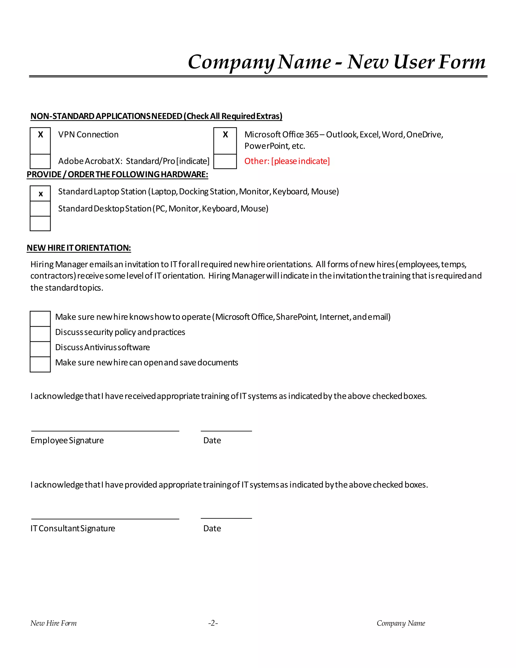 New Hire IT Request Form | DOCX