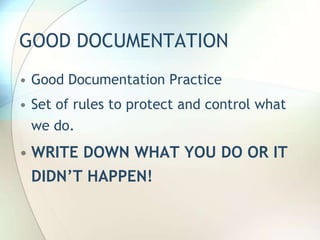New hire orientation good documentation practice presentation | PPT