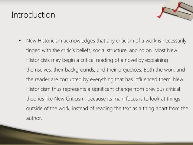 New Historicism A Historical Aanalysis of Literature | PPT | Books and ...