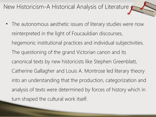 New Historicism A Historical Aanalysis of Literature | PPT | Books and ...