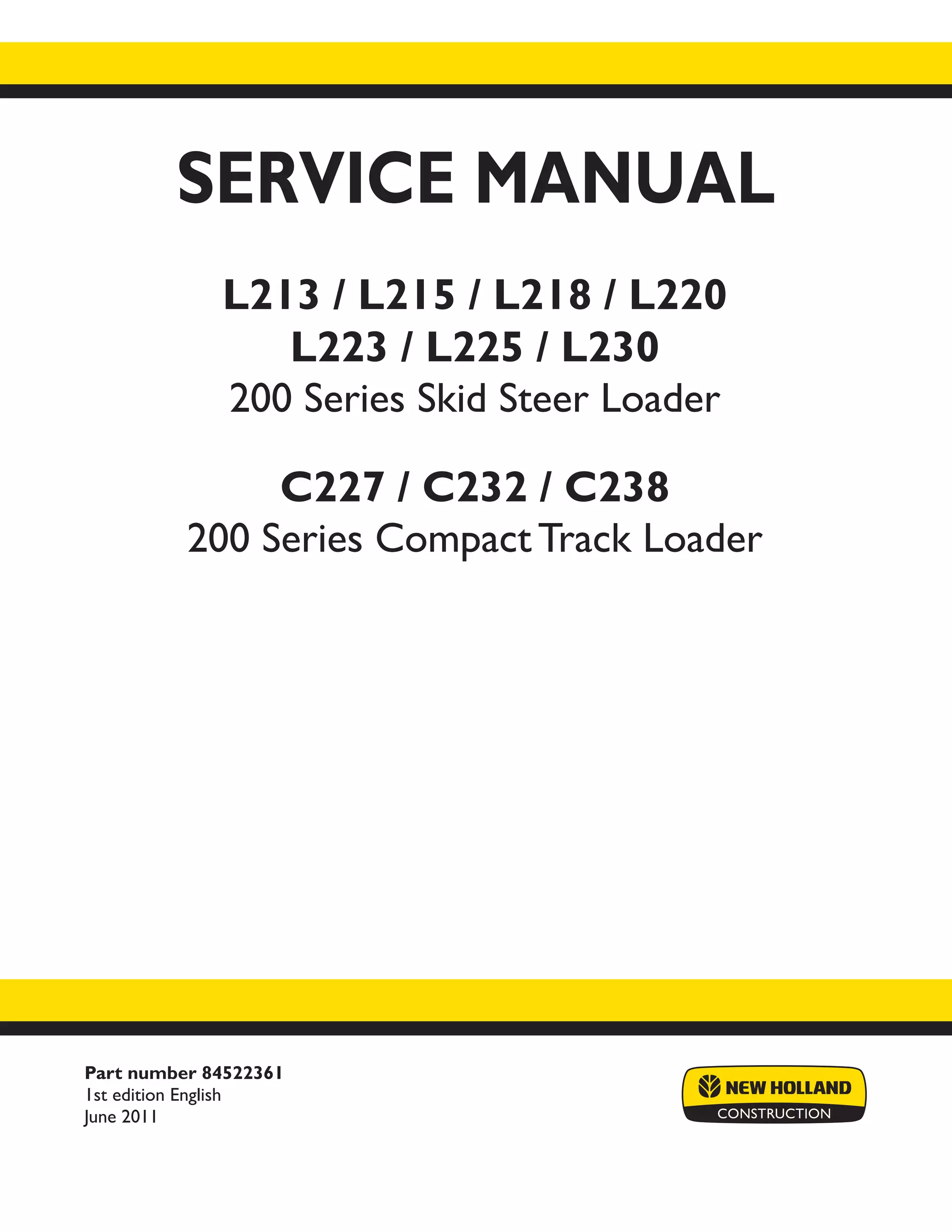 New holland c232 200 series compact track loader service repair manual ...