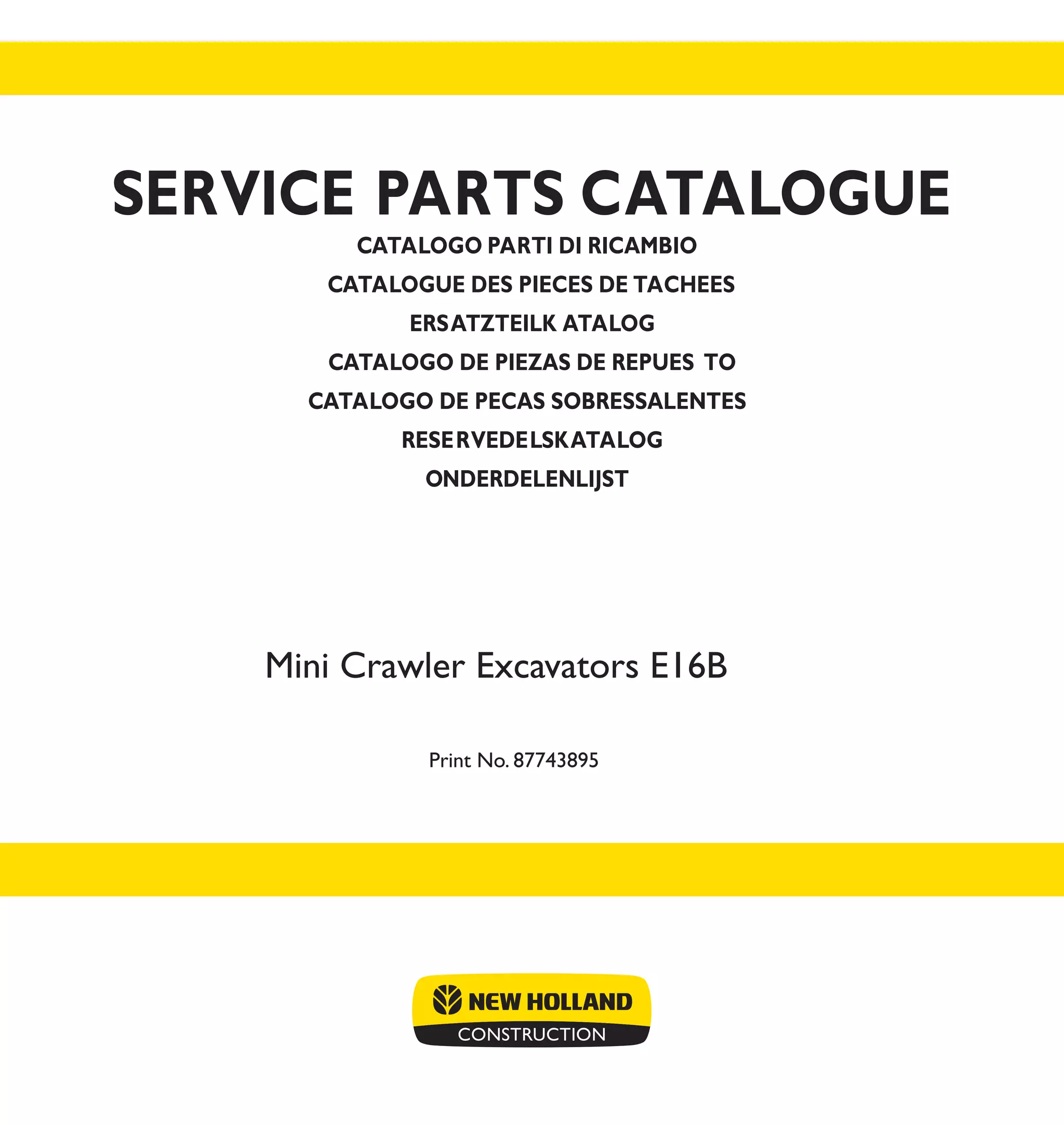 New holland e16 b mini crawler excavator parts catalogue manual | PDF