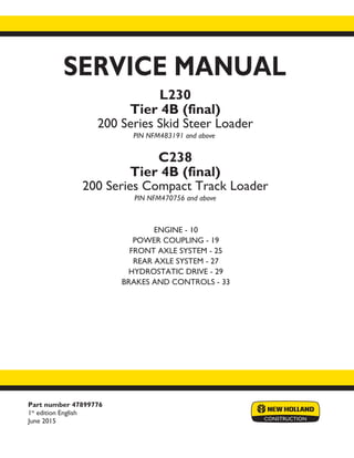 New holland l230 tier 4 b (final) skid steer loader service repair ...