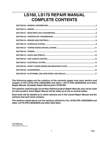 New holland ls160 skid steer loader service repair manual valid from ...