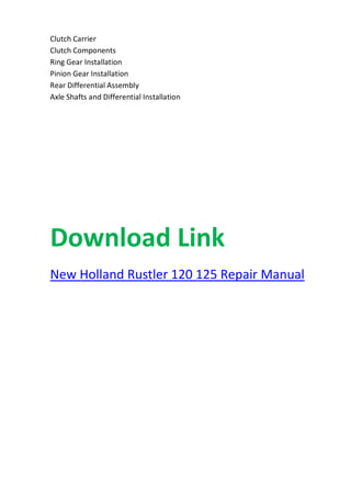 New Holland Rustler 120 125 Repair Manual | PDF