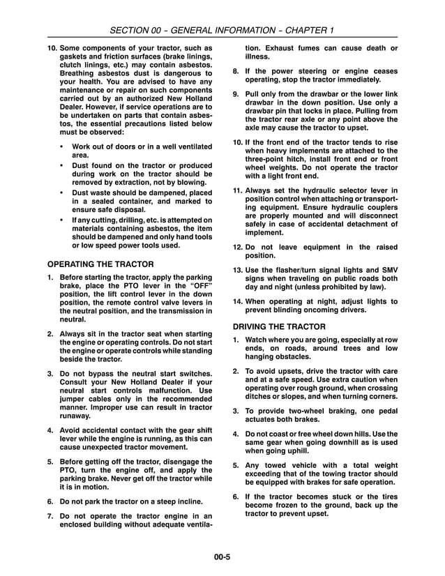 New holland t1110 tractor service repair manual | PDF