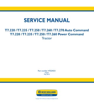 New holland t7.260 auto command tractor service repair manual | PDF