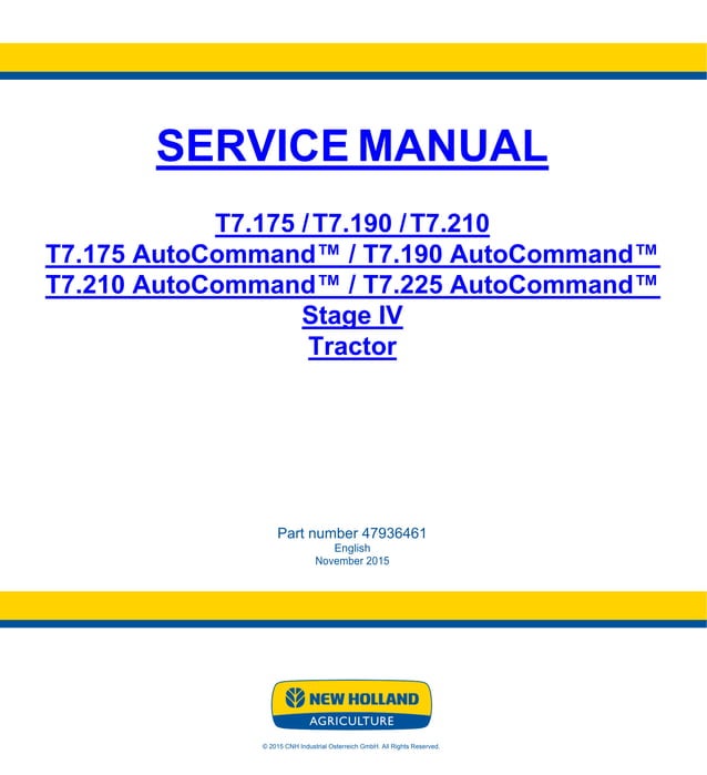 New Holland T7.175 T7.190 T7.210 Autocommand Tractor Service Repair ...