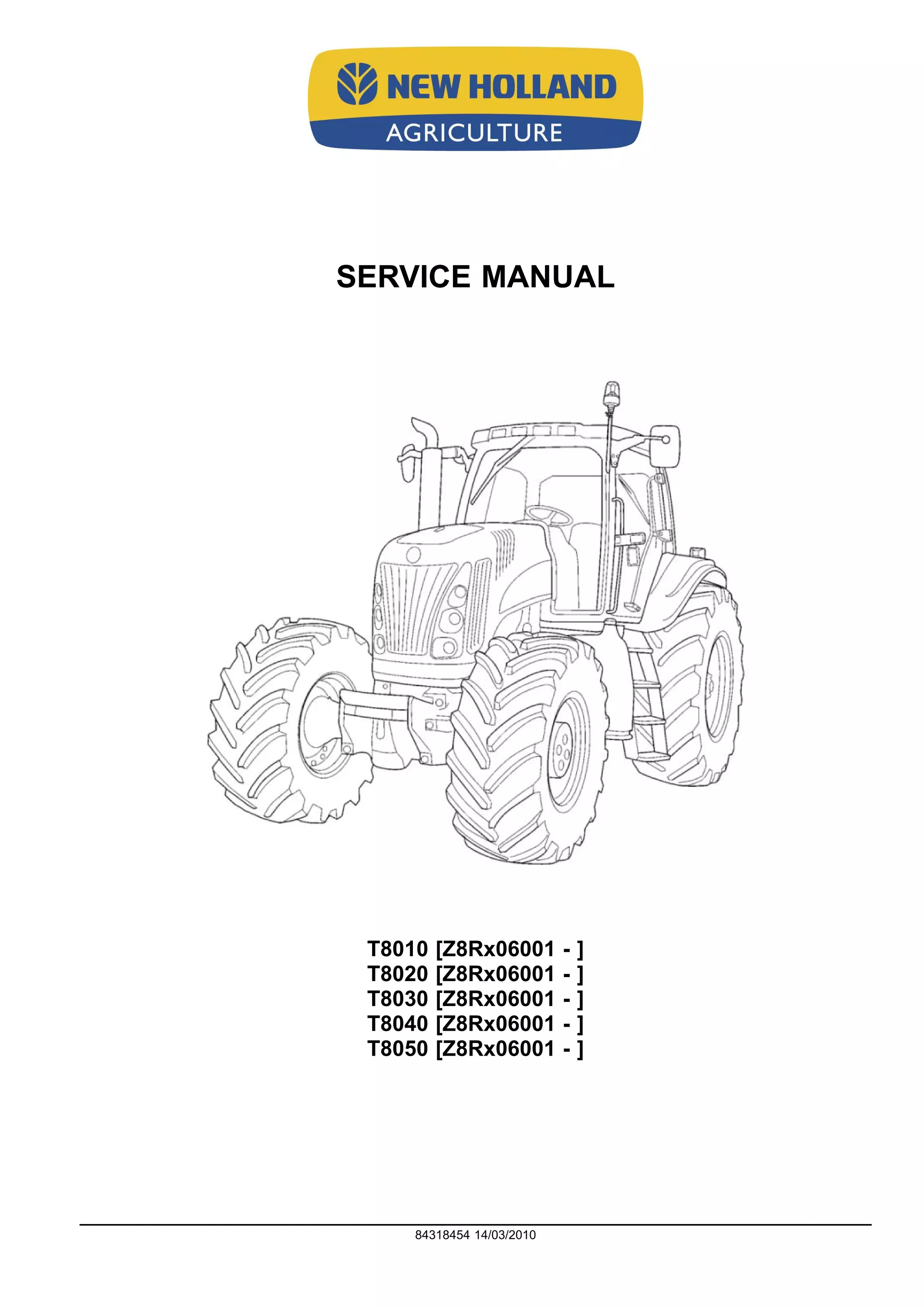 New holland t8040 tractor service repair manual | PDF