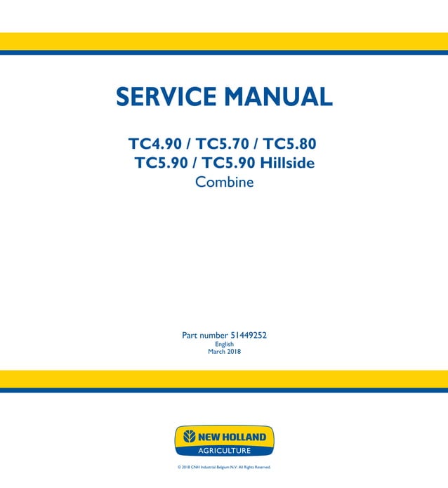 New holland tc4.90 fpt nef 4 stage iv combine harvester service repair manual | PDF