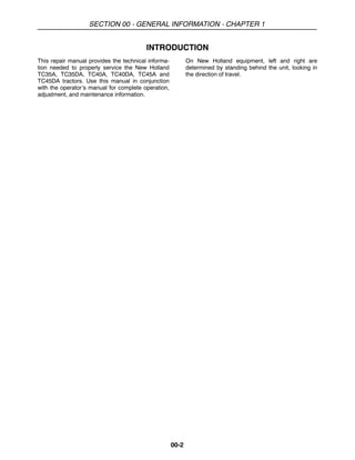 New holland tc40 da tractor service repair manual | PDF