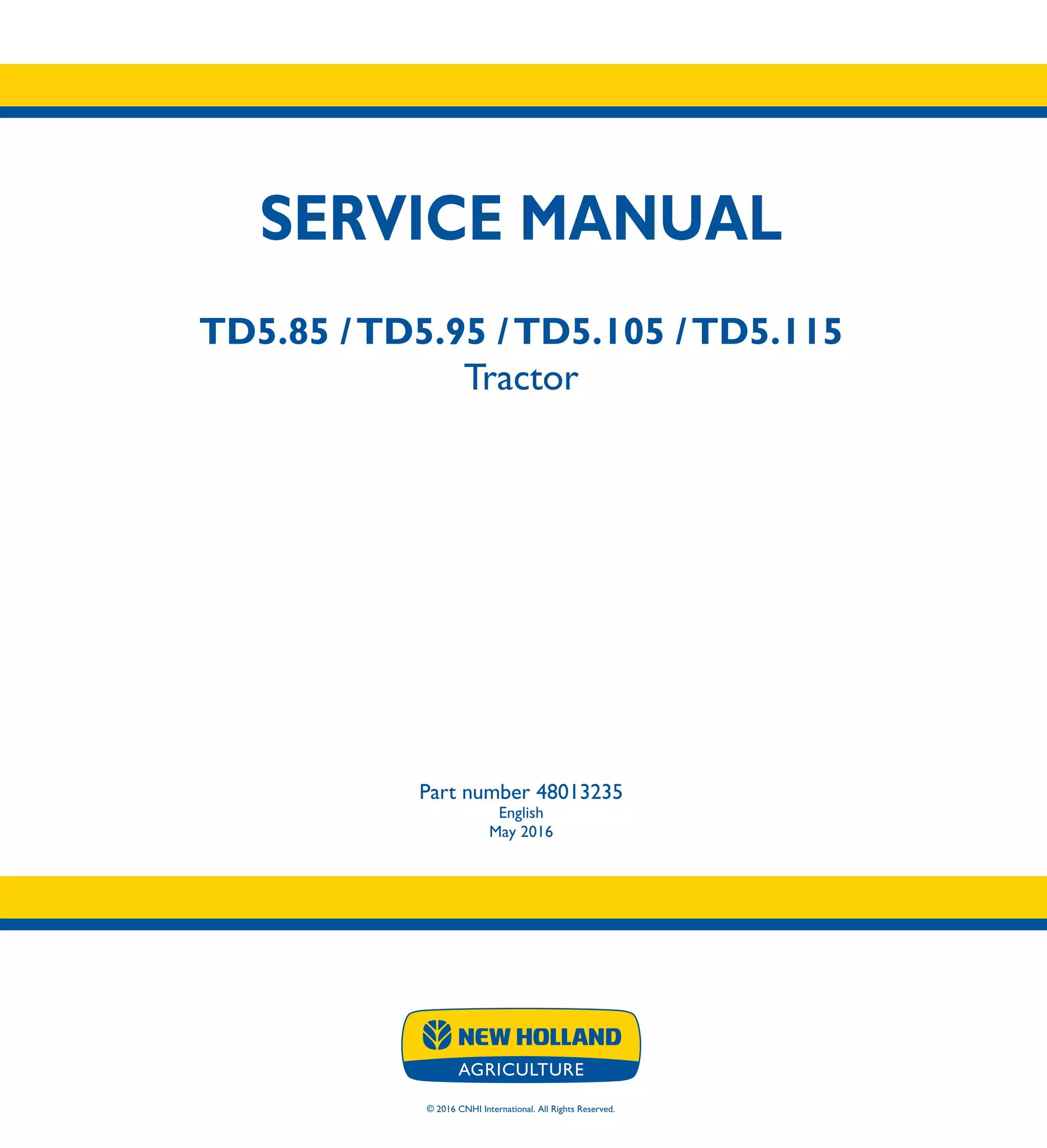New holland td5.85 tractor service repair manual | PDF