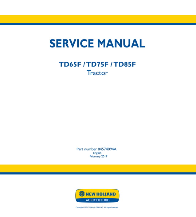 New holland td75 f tractor service repair manual | PDF