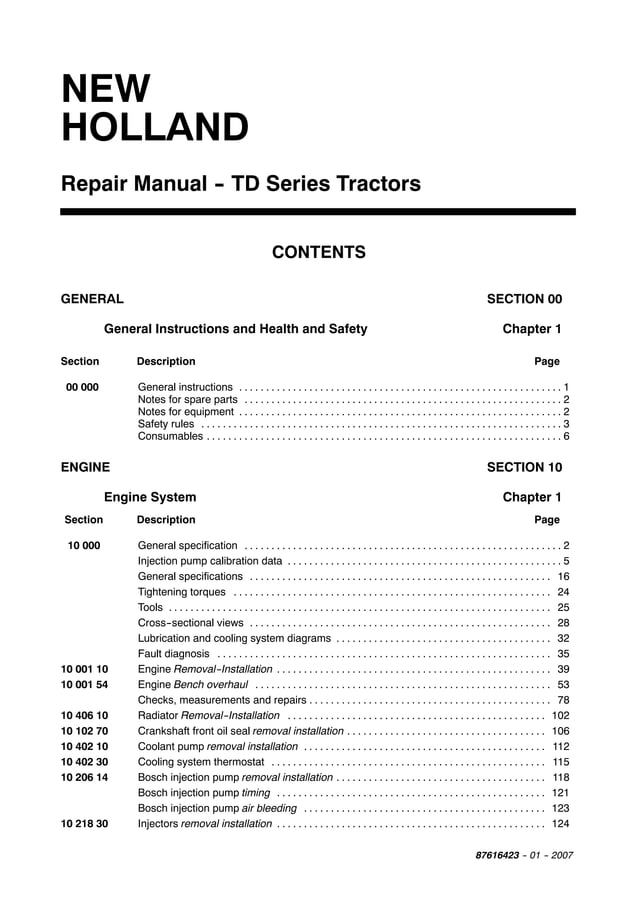 New holland td95 d tractor service repair manual | PDF