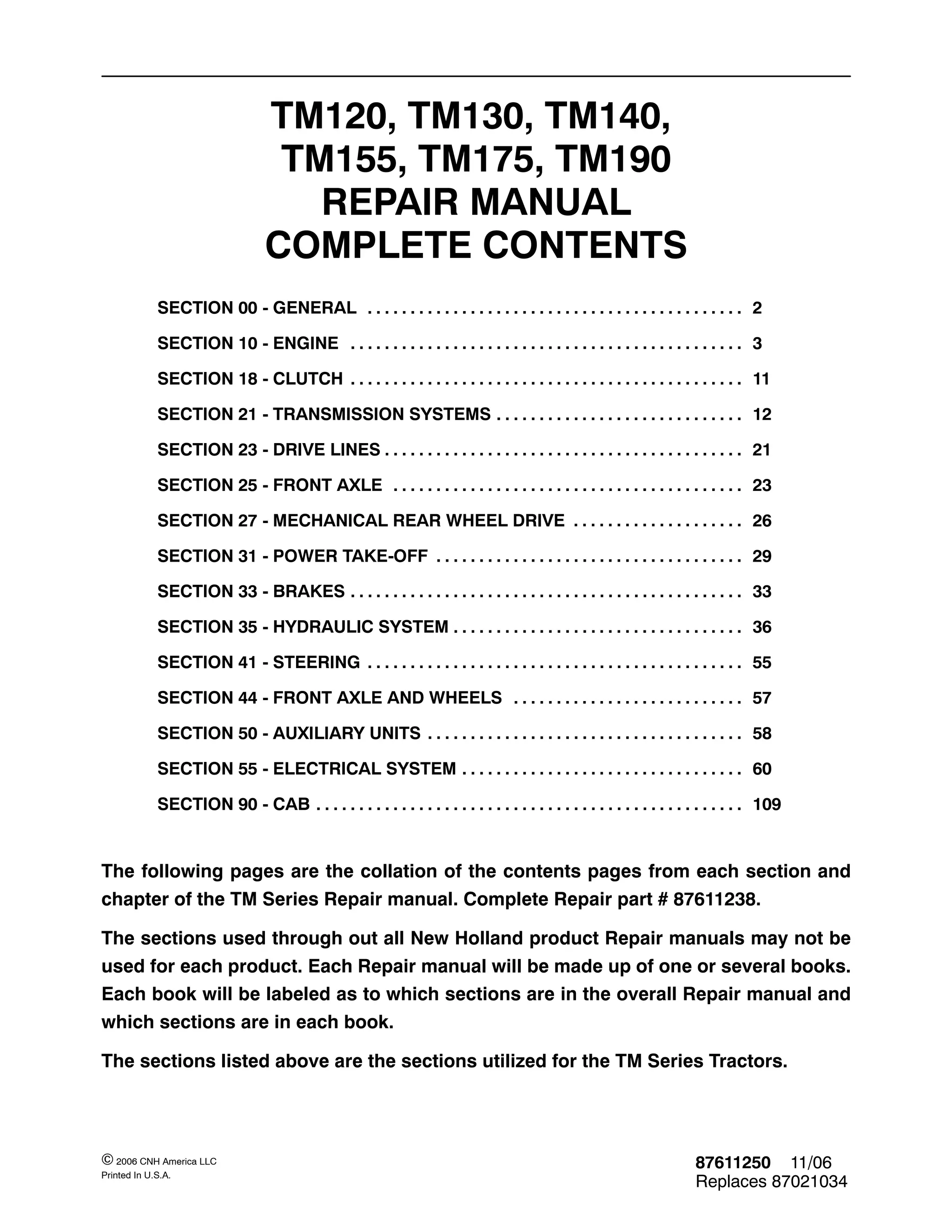 New holland tm155 tractor service repair manual | PDF