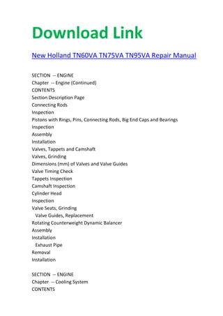 New Holland TN60VA TN75VA TN95VA Manual | PDF