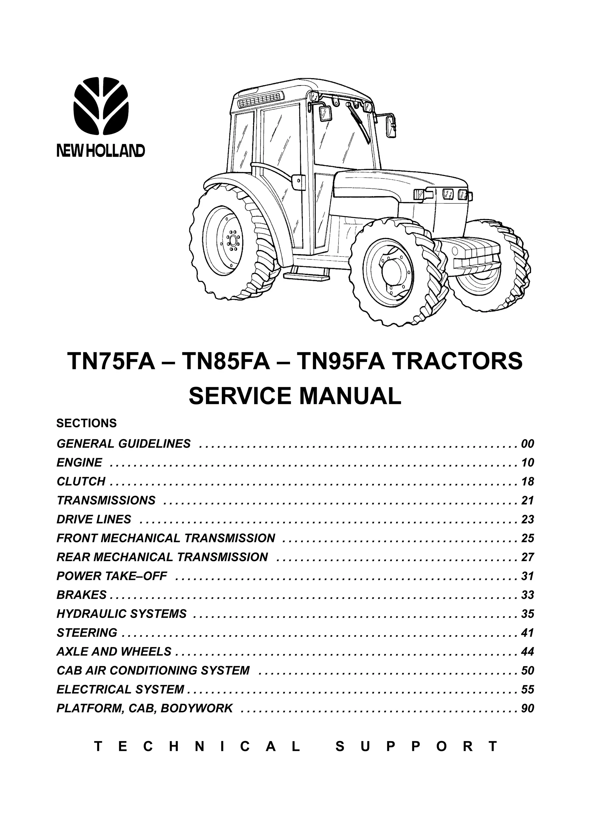 New holland tn75 fa tractor service repair manual | PDF
