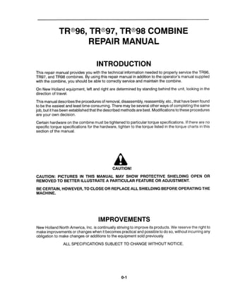 New holland tr96 combine service repair manual | PDF