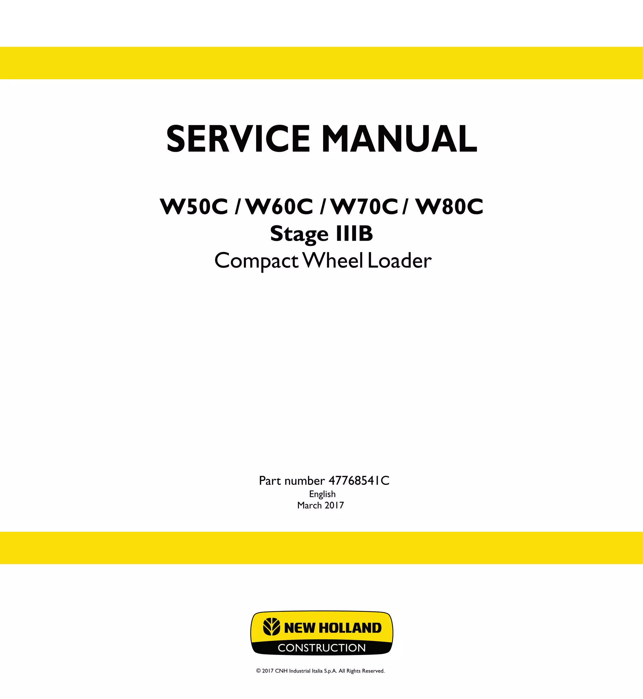 New holland w50 c tc stage iiib compact wheel loader service repair manual | PDF
