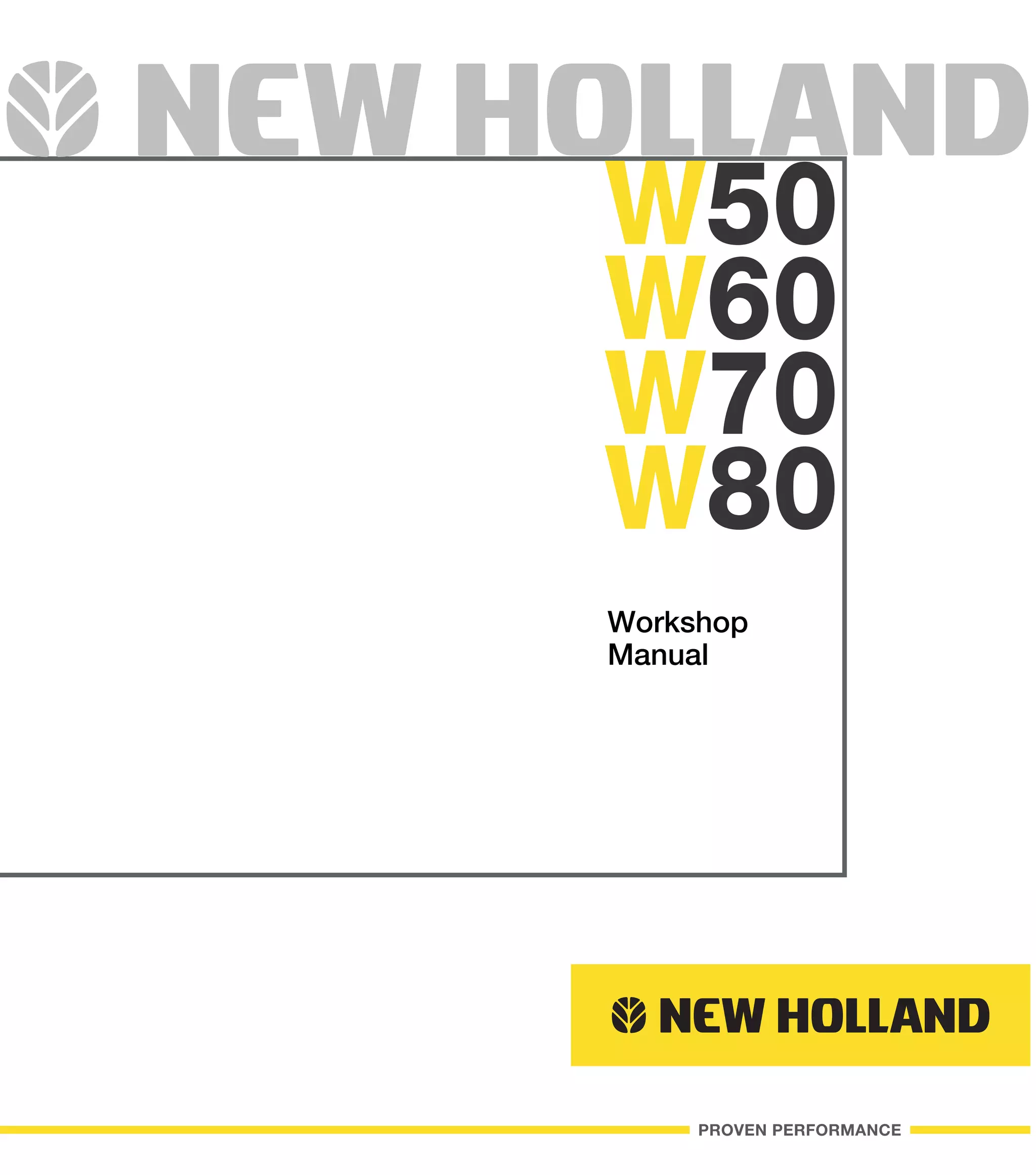 New holland w50 wheel loader service repair manual | PDF