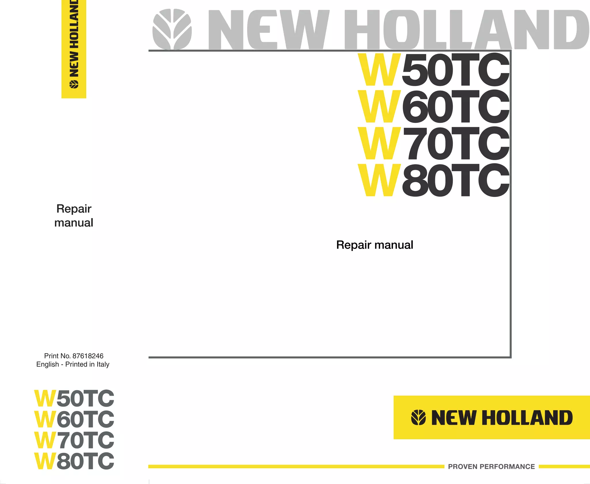 New holland w80 tc compact wheel loader service repair manual | PDF