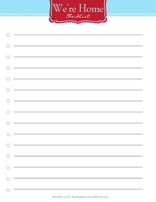 Free Blank Checklist - New Home Printables | PDF