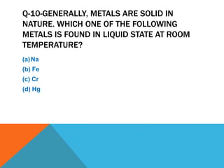 quiz metals and non metals | PPTX