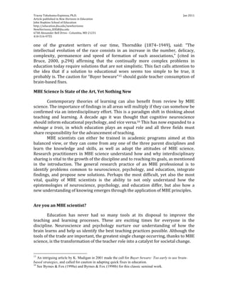 Why Mind, Brain and Education is the new Brain based Education. By ...