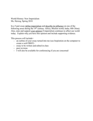New Imperialism Essay Prompt | PDF