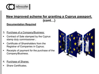 New improved scheme for granting a cyprus passport | PPTX