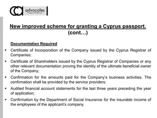 New improved scheme for granting a cyprus passport | PPTX