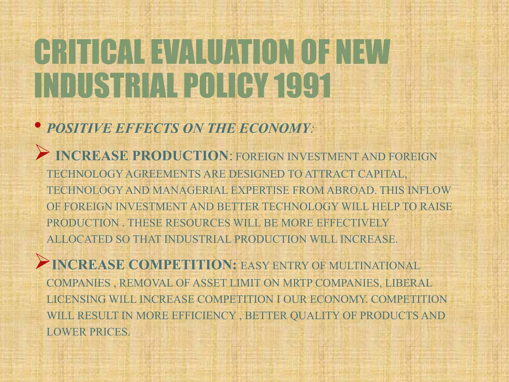 New industrial policy 1991 | PPTX