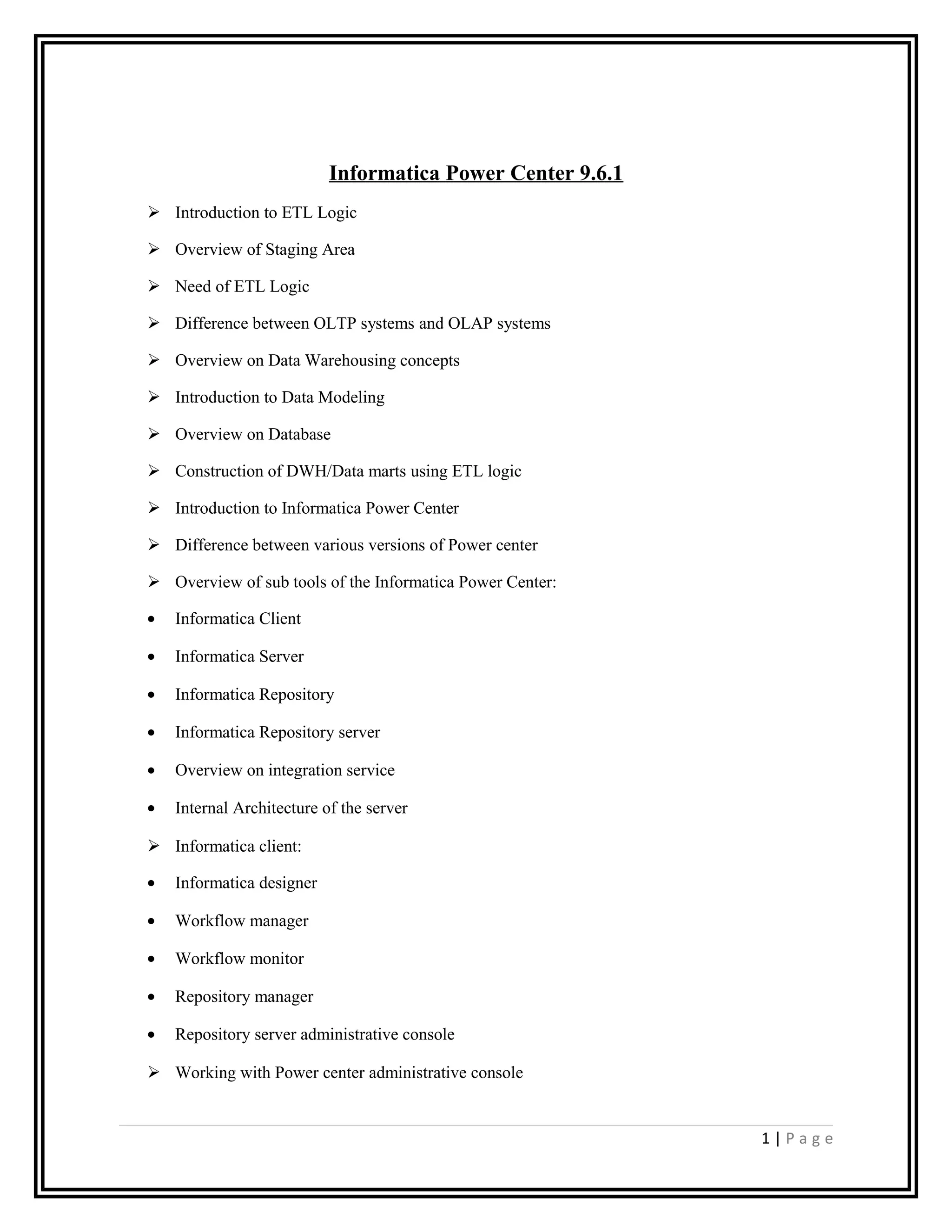 Informatica Online Training | DOC