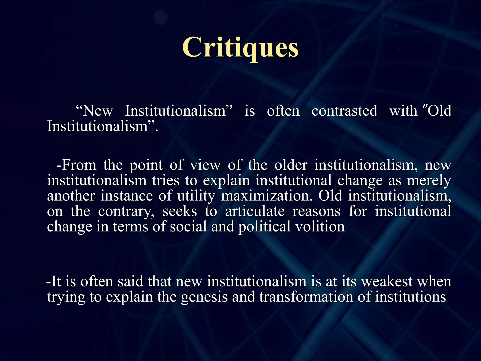 New Institutionalism | PPT