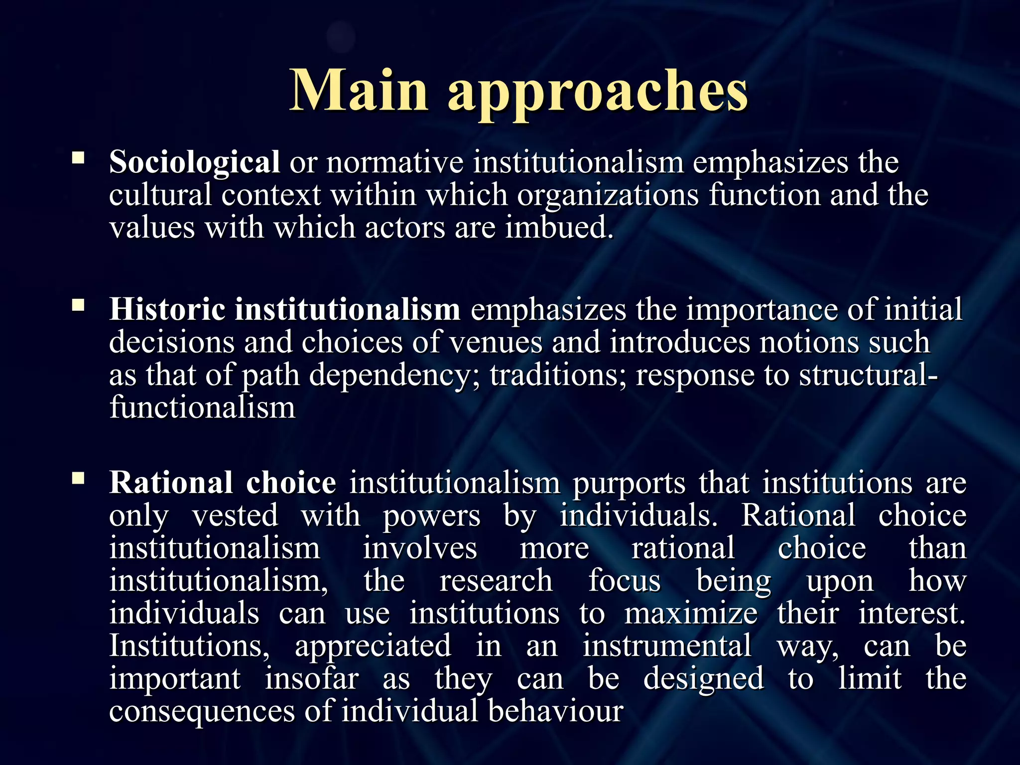 New Institutionalism | PPT