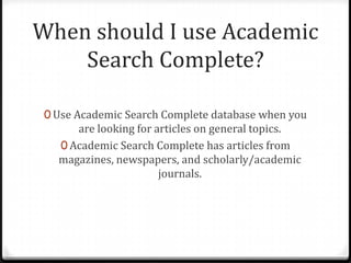 Using Academic Search Complete Database | PPT